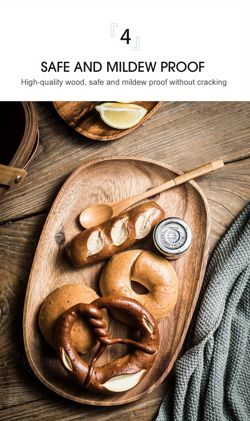 Wood Dinner Plates Irregular Oval Solid Wood Plates - Temu New Zealand