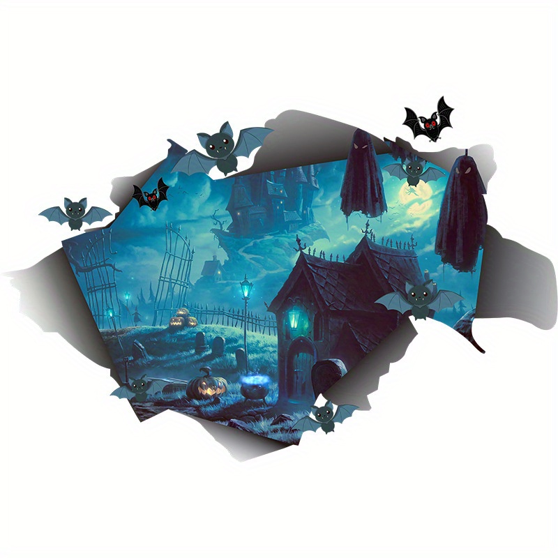 halloween broken wall bat pumpkin wall room - Temu