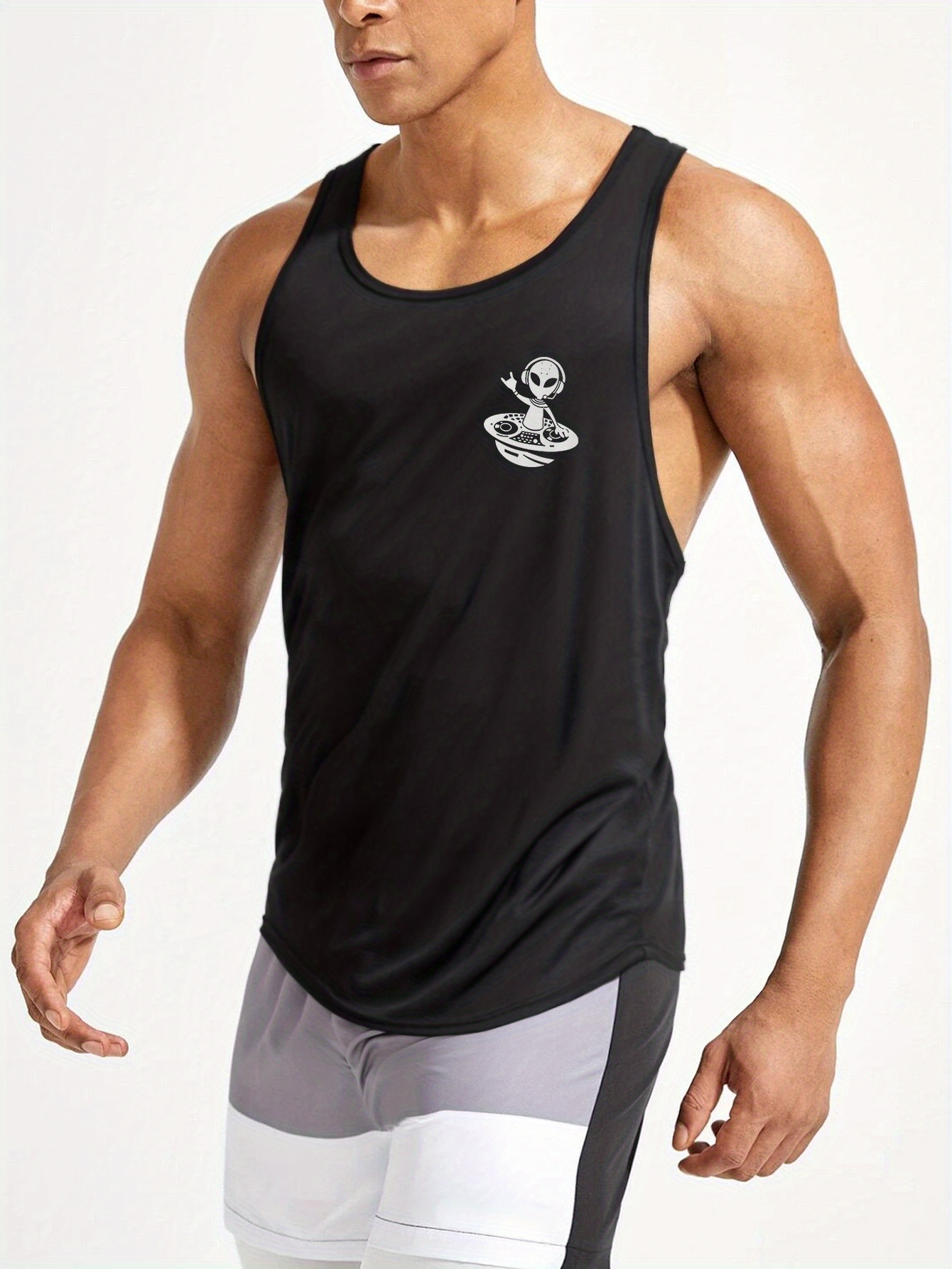 Alien Pattern Tank Top Men's Casual Bottoming Fitness - Temu