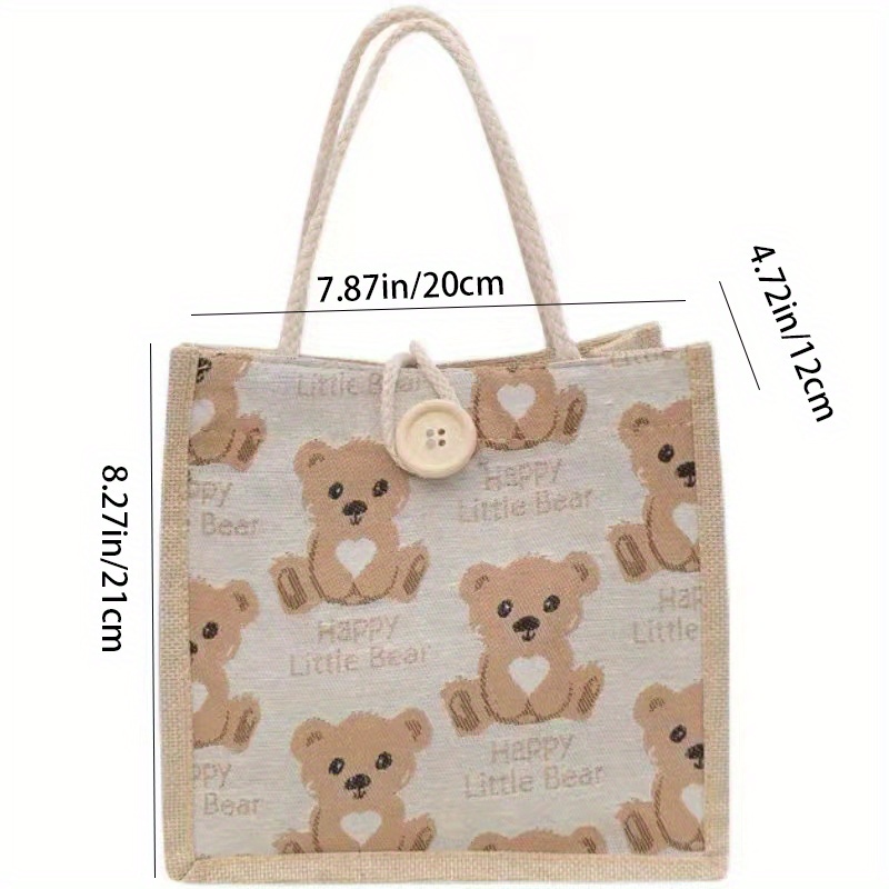 Bear Pattern Tote Bag Bag - Temu Australia
