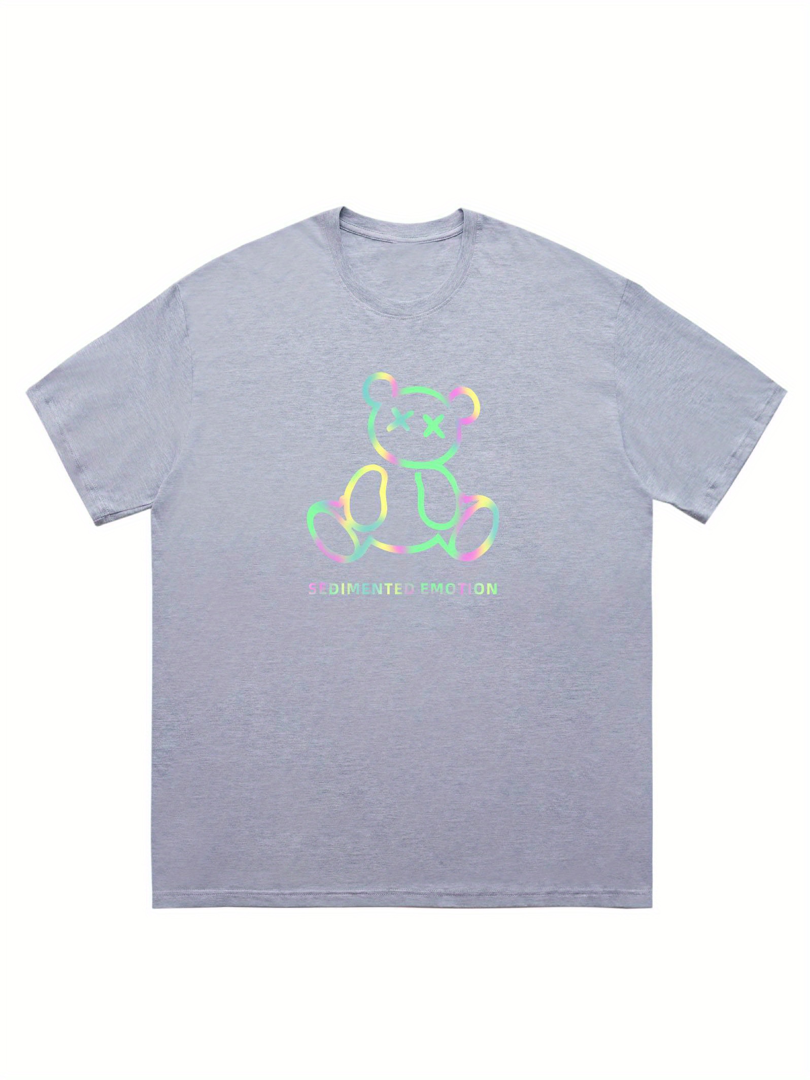 Sedimented Emotion Bear Round Neck Graphic T Shirts Causal - Temu New ...