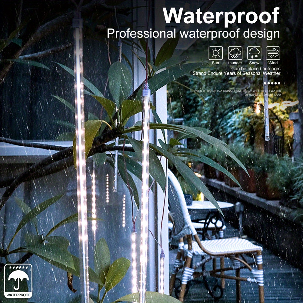 Solar Meteor Rain Lights Outdoor Waterproof Solar String - Temu
