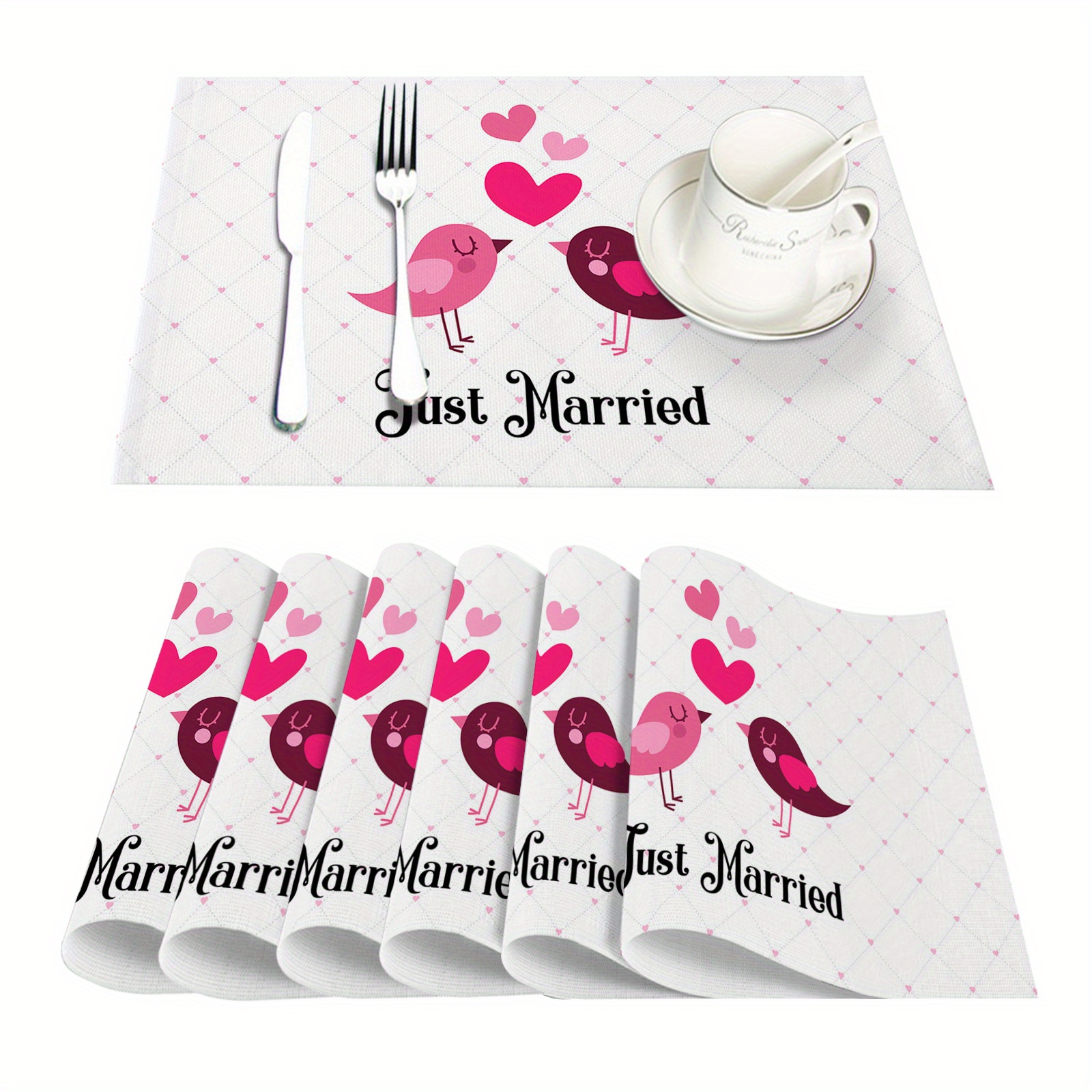 married table mat couple bird pattern wedding table - {region_name}