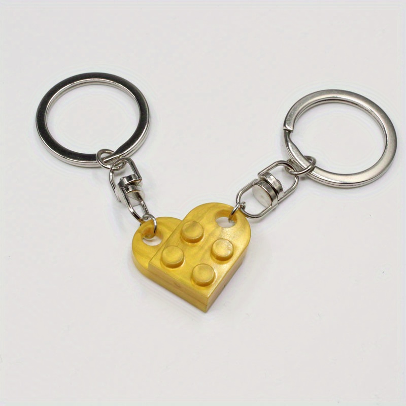 2pcs set heart building block keychains for couples friendship women ...