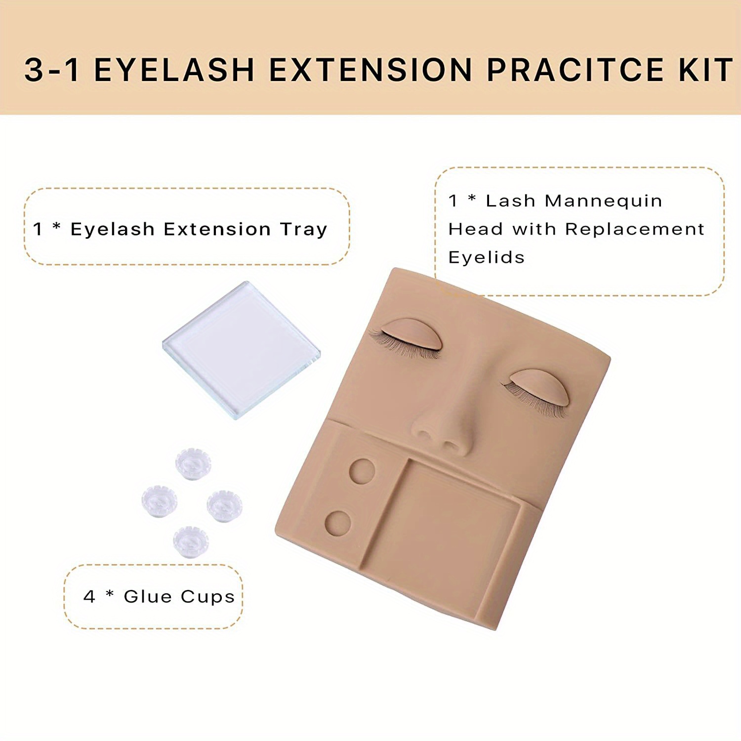 1 Lash Mannequin Head Makeup Training Replaced Eyelids Glue - Temu New ...