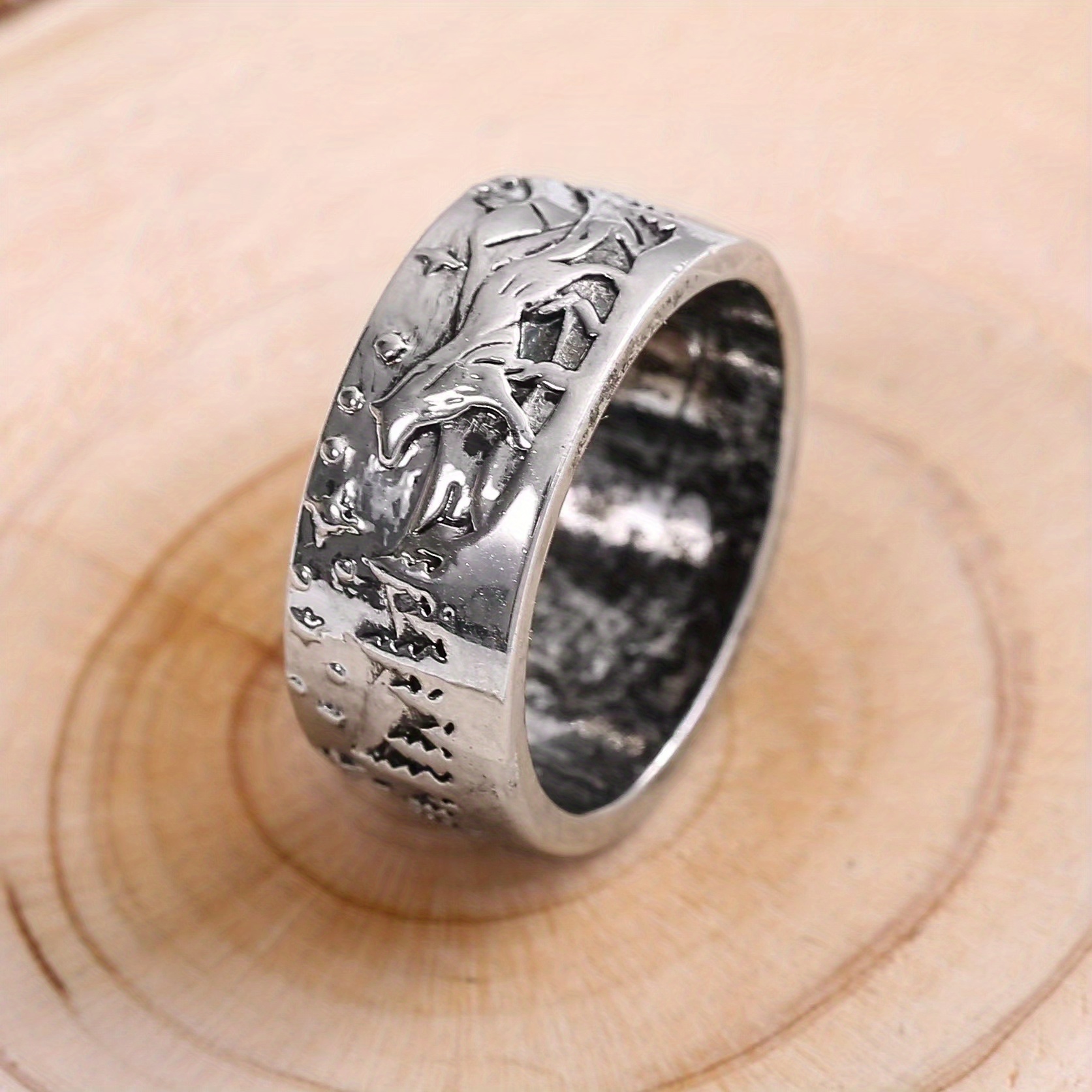 Wolf Ring Men Retro Wolf Rings Norse Viking Wolf Rings - Temu
