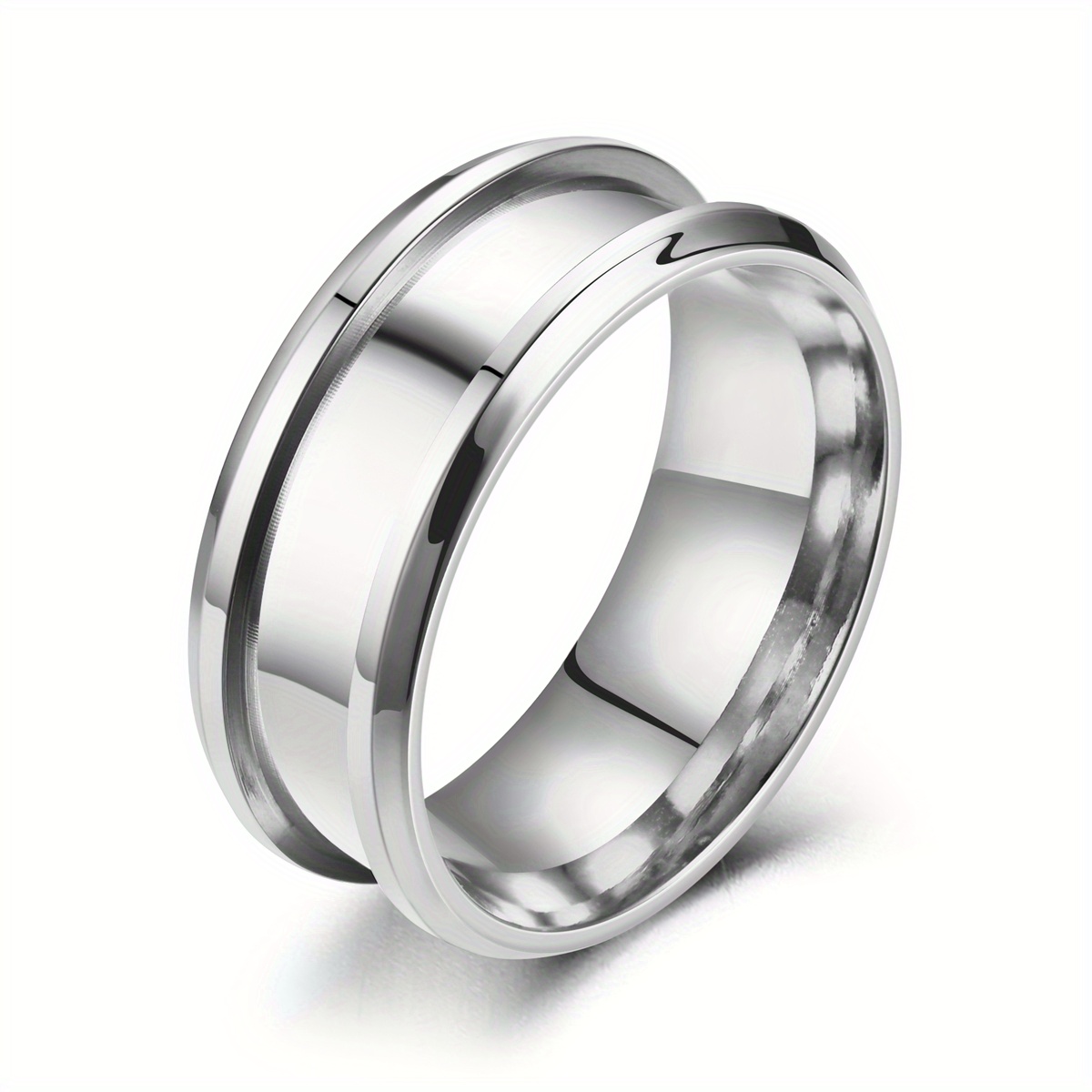 Simple Men's Stainless Steel Recessed Diy Ring - Temu United Kingdom