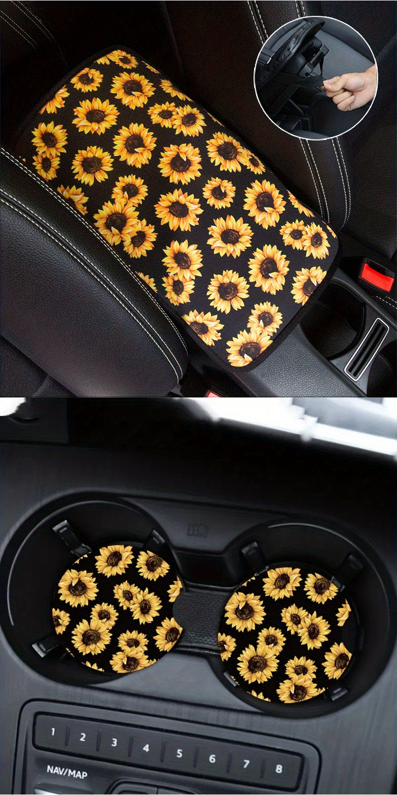Brighten Up Your Car With 8pcs Sunflower Car Accessories - Automotive ...