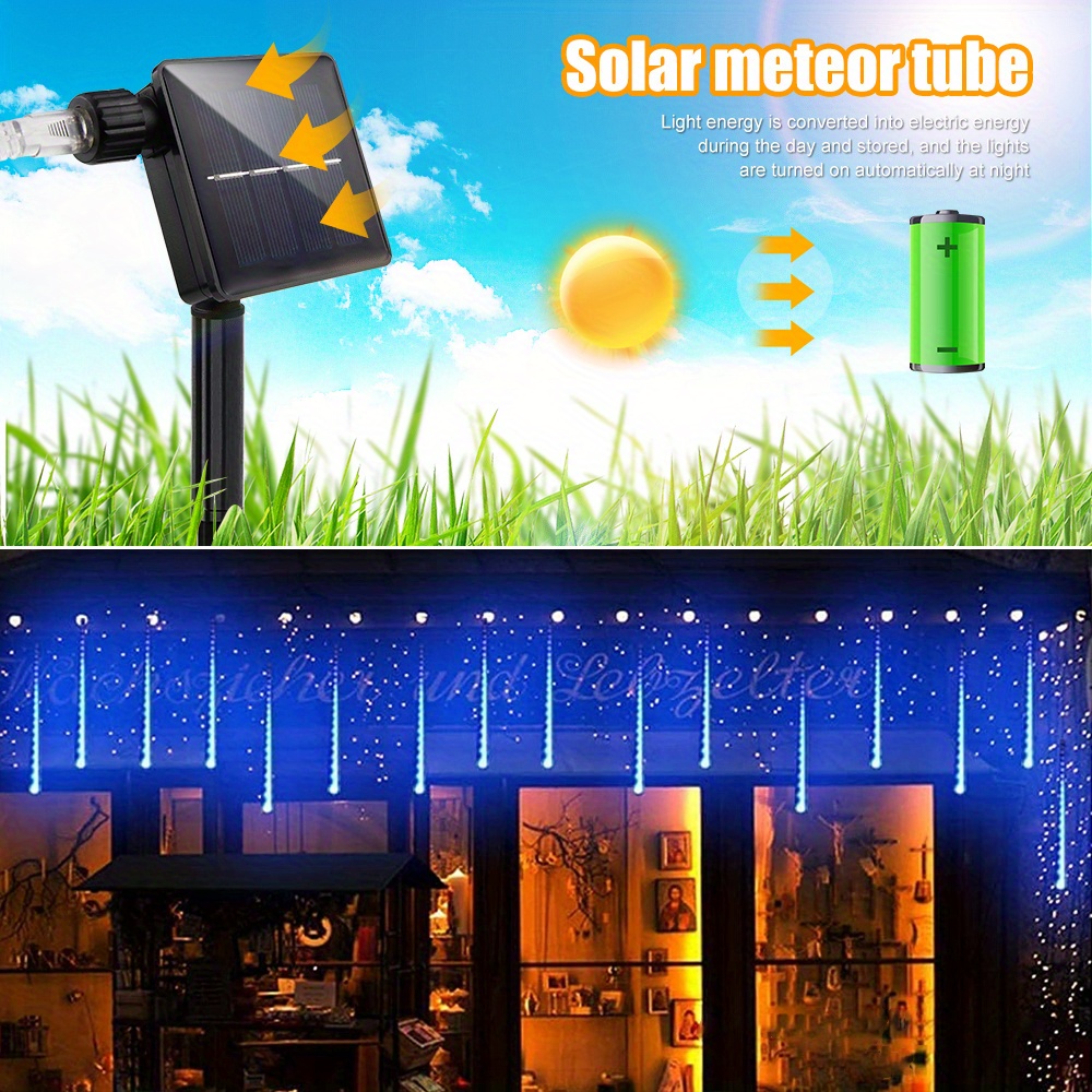 Solar Meteor Rain Lights Outdoor Waterproof Solar String - Temu