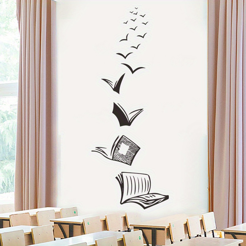 Book Wall Stickers Pvc Peel Stick Room Decal Wall Decal - Temu