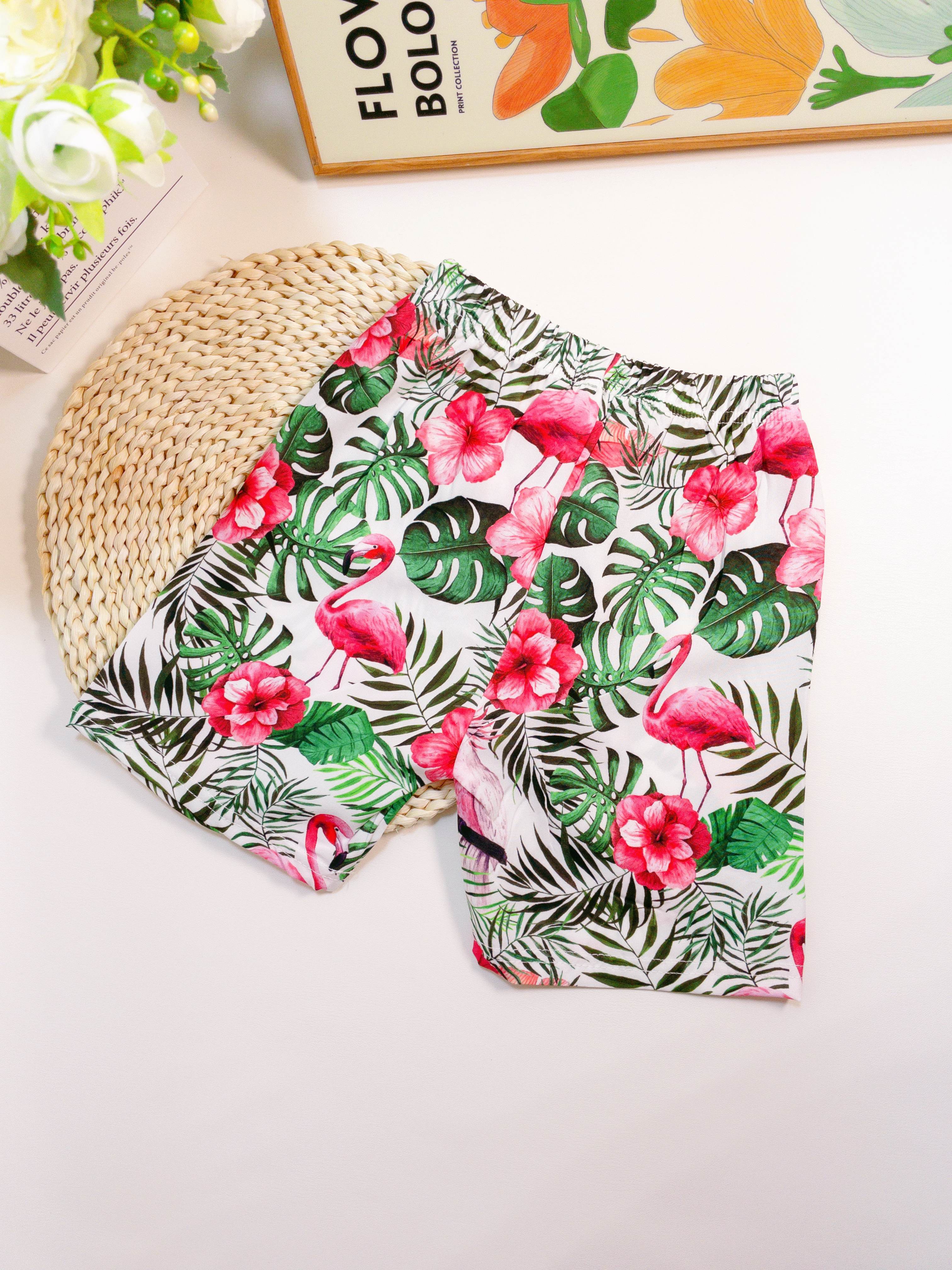 Boys Casual Trendy Tropical Leaves Flower Shorts Swim Trunks - Temu United Kingdom