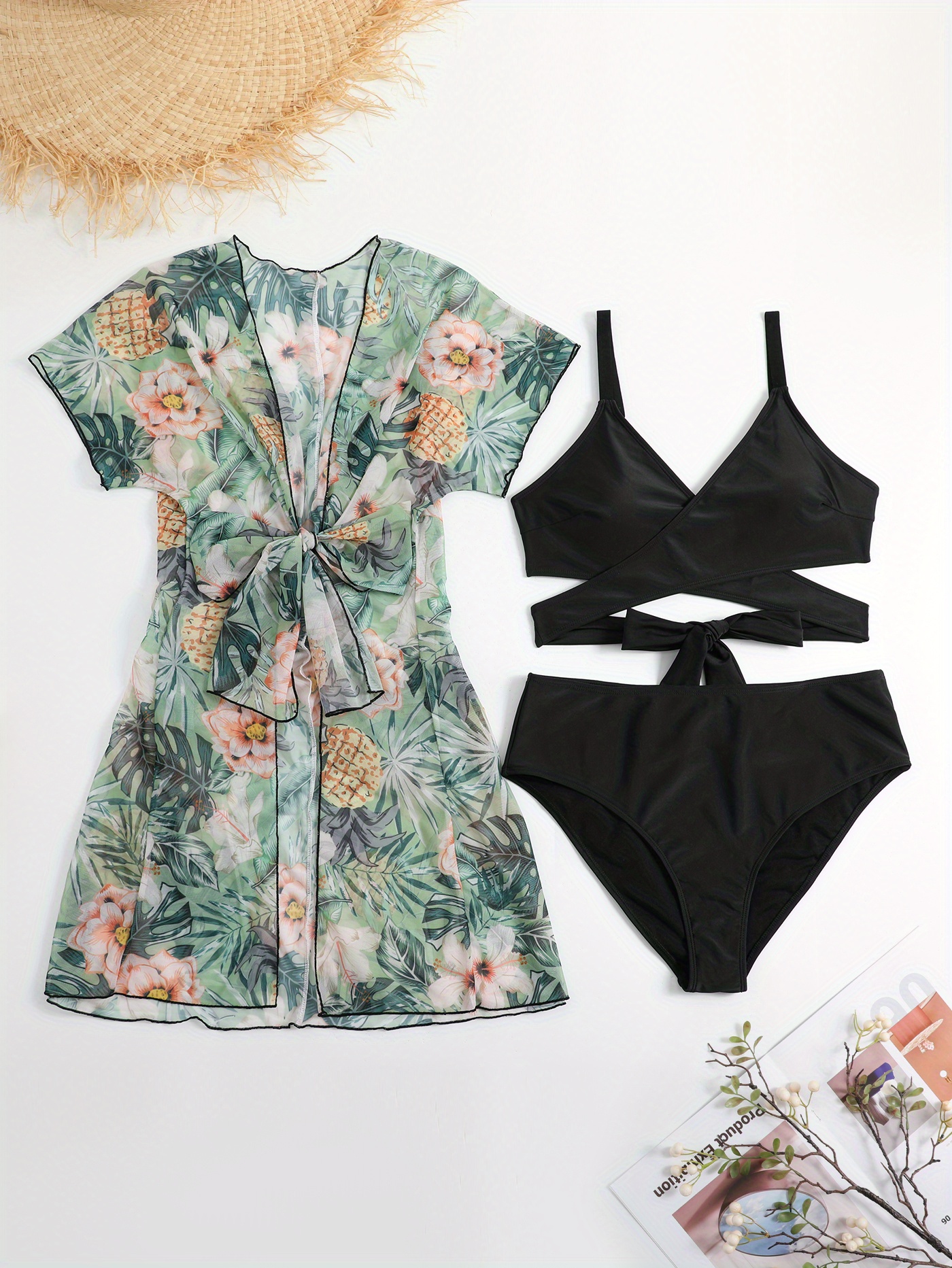 Plus Size Vacay Swimsuit Set Womens Plus Plain Bikini Set Temu