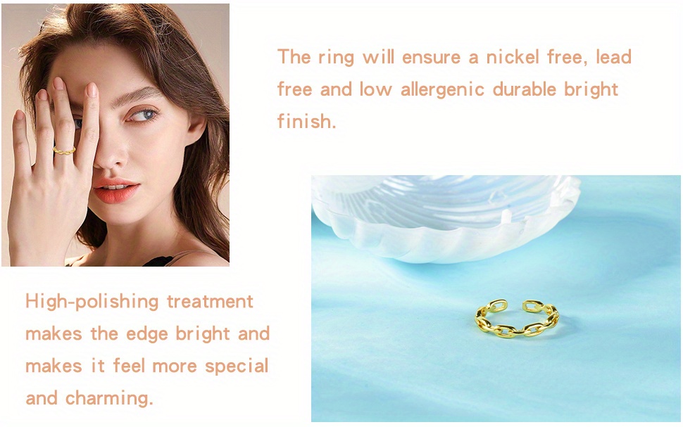 S925 Silver Chain Finger Ring Women's Geometric 14k Plated - Temu Australia