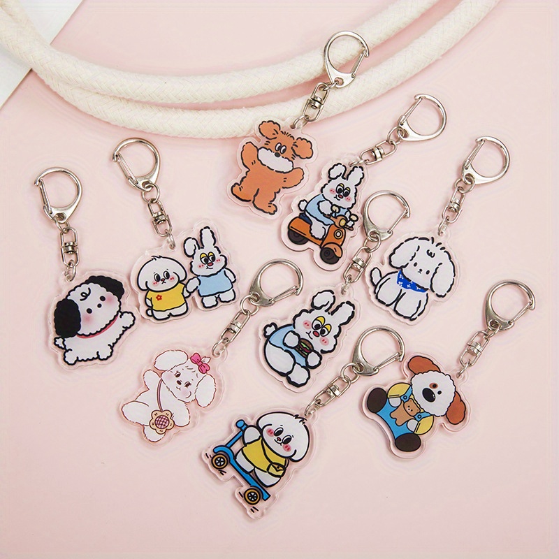 Cute Cartoon Acrylic Keychain Pendant Cute Bunny Key Ring - Temu Norway