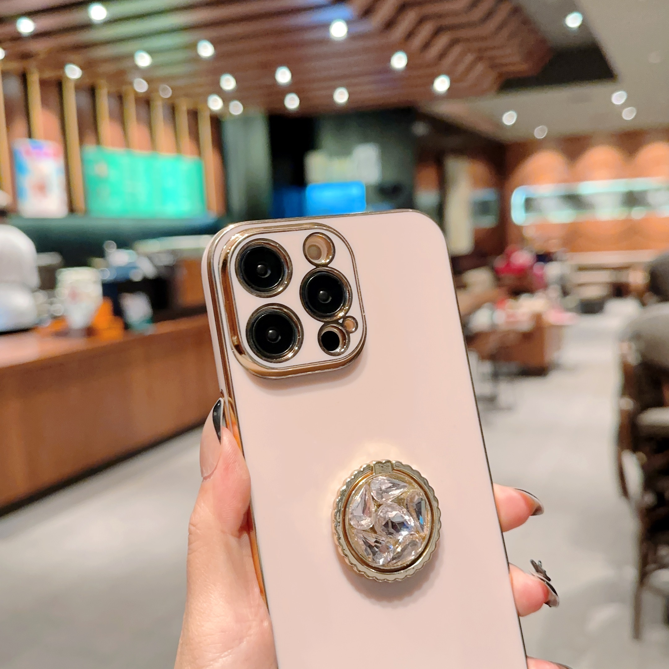 Pink Electroplating Bracket Mobile Phone Case - Temu Australia