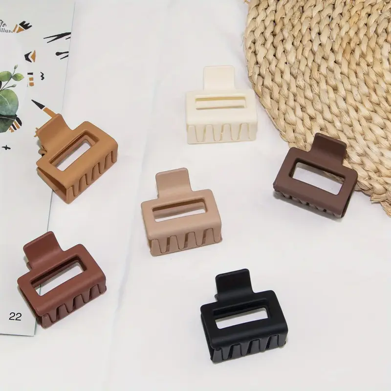Simple Matte Hair Claw Rectangular Small Clip Thinmedium Temu