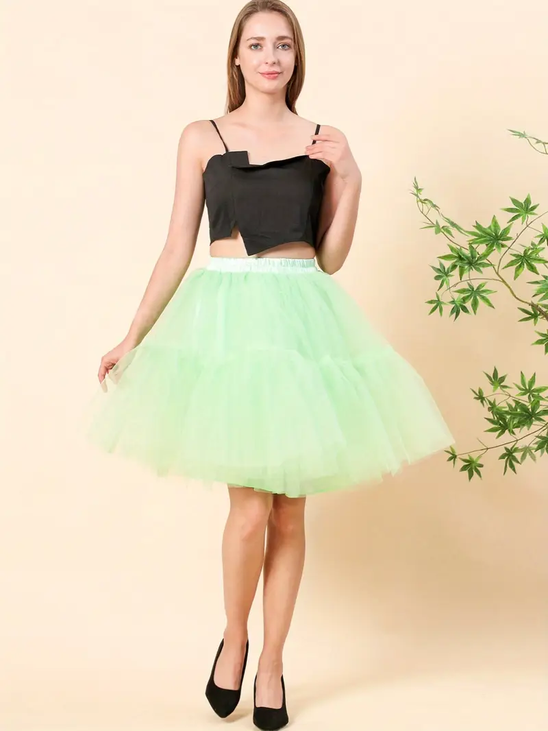 Mesh Ruffle Layered Skirt Elegant Mini Skirt For Party Womens