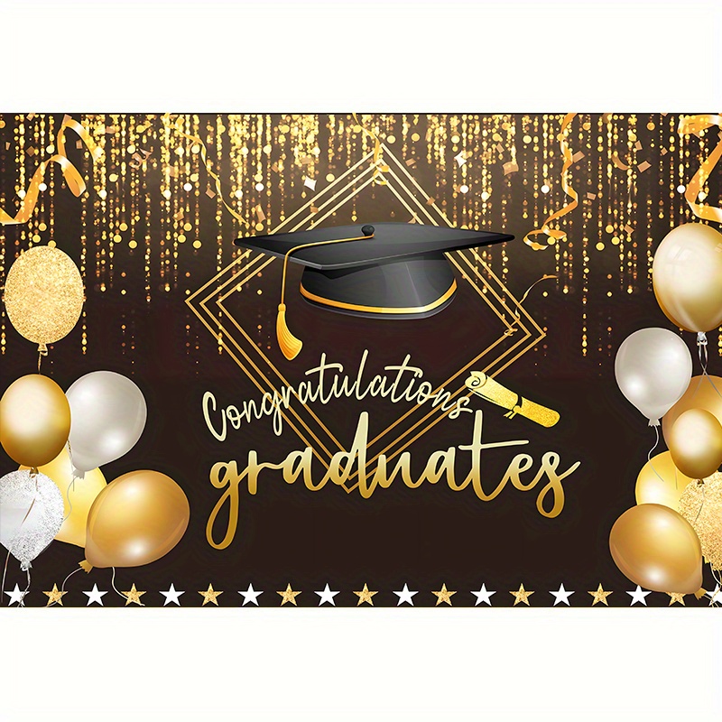 1pc Congratulations Graduates Backdrop Golden Sequins Star Balloon ...