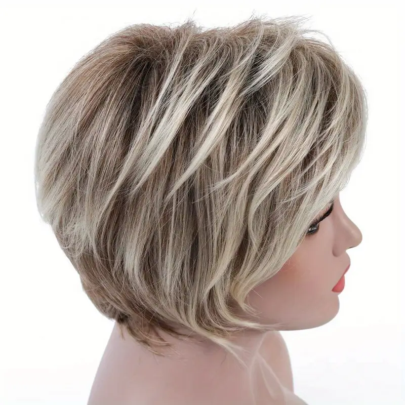 Elegant Pixie Cut Synthetic Wig With Bangs For Women Natural Temu