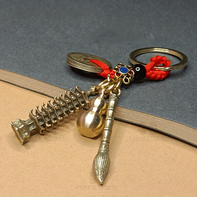 1pc Five Emperor Money Key Chain Pendant Golden Chart - Temu