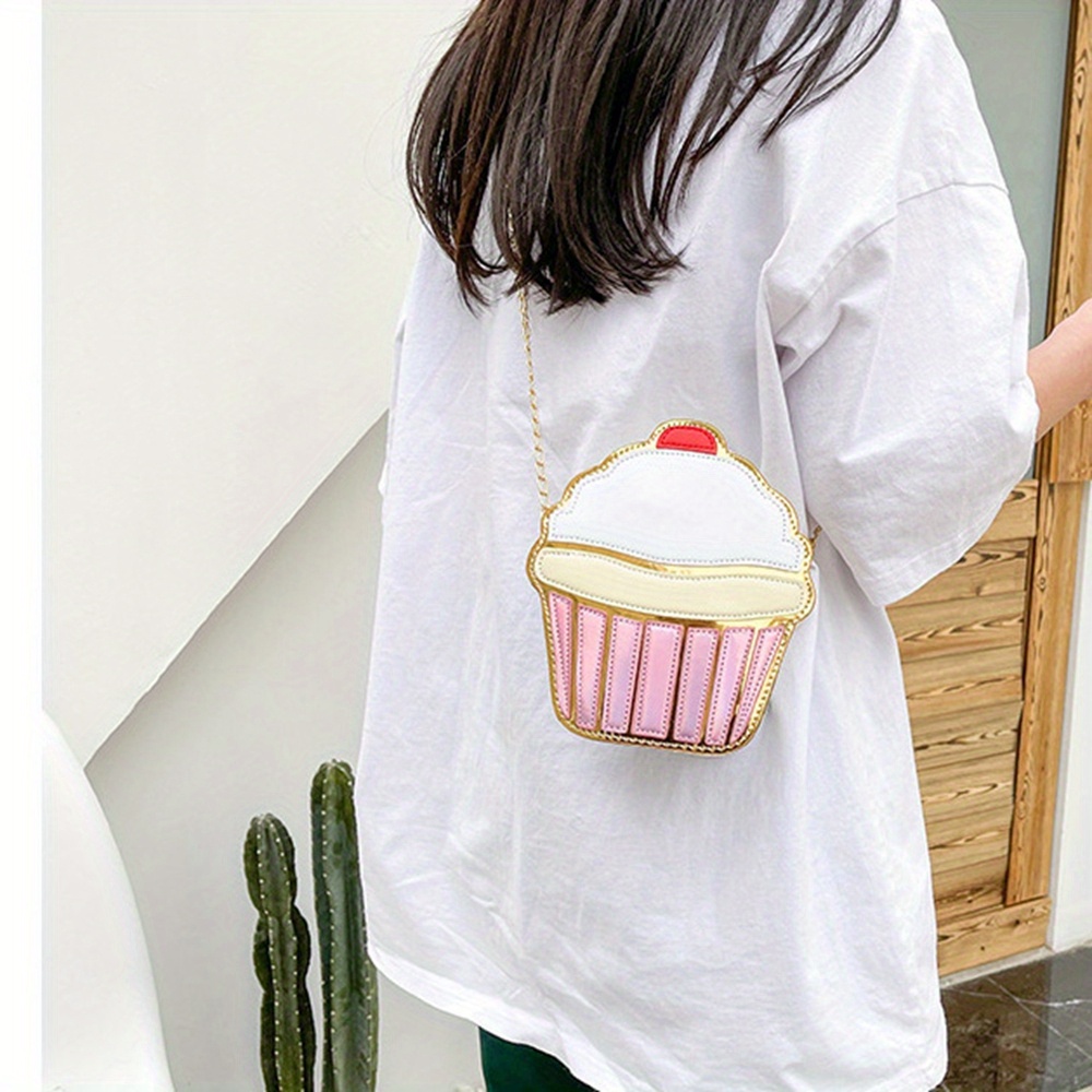 girls cute ice cream cake pattern zipper messenger bag chain - {region ...
