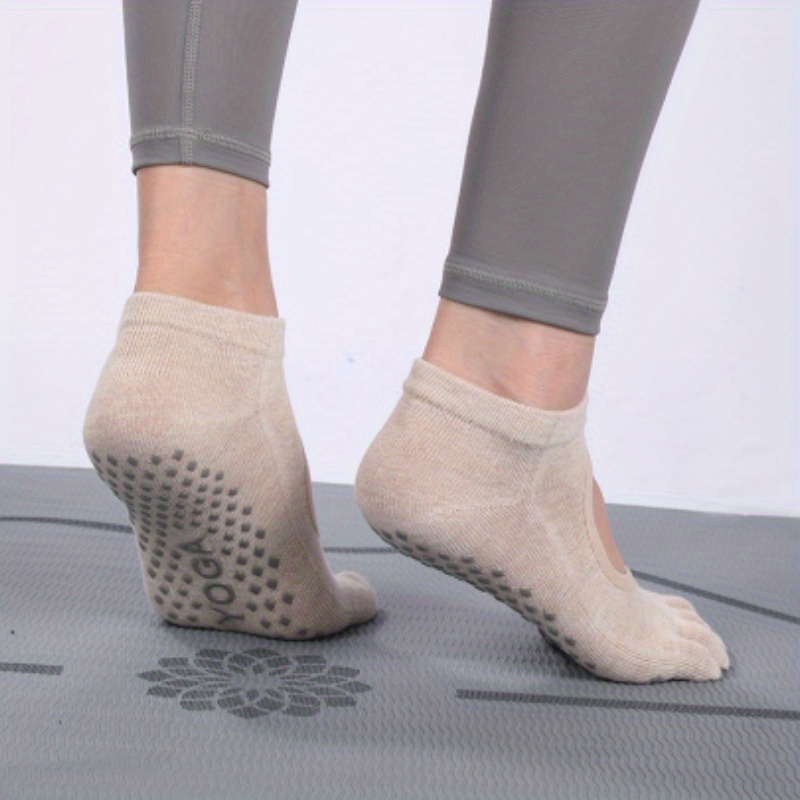 Anti Skid Backless Yoga Socks Professional Dance Socks Five Toe Split ...