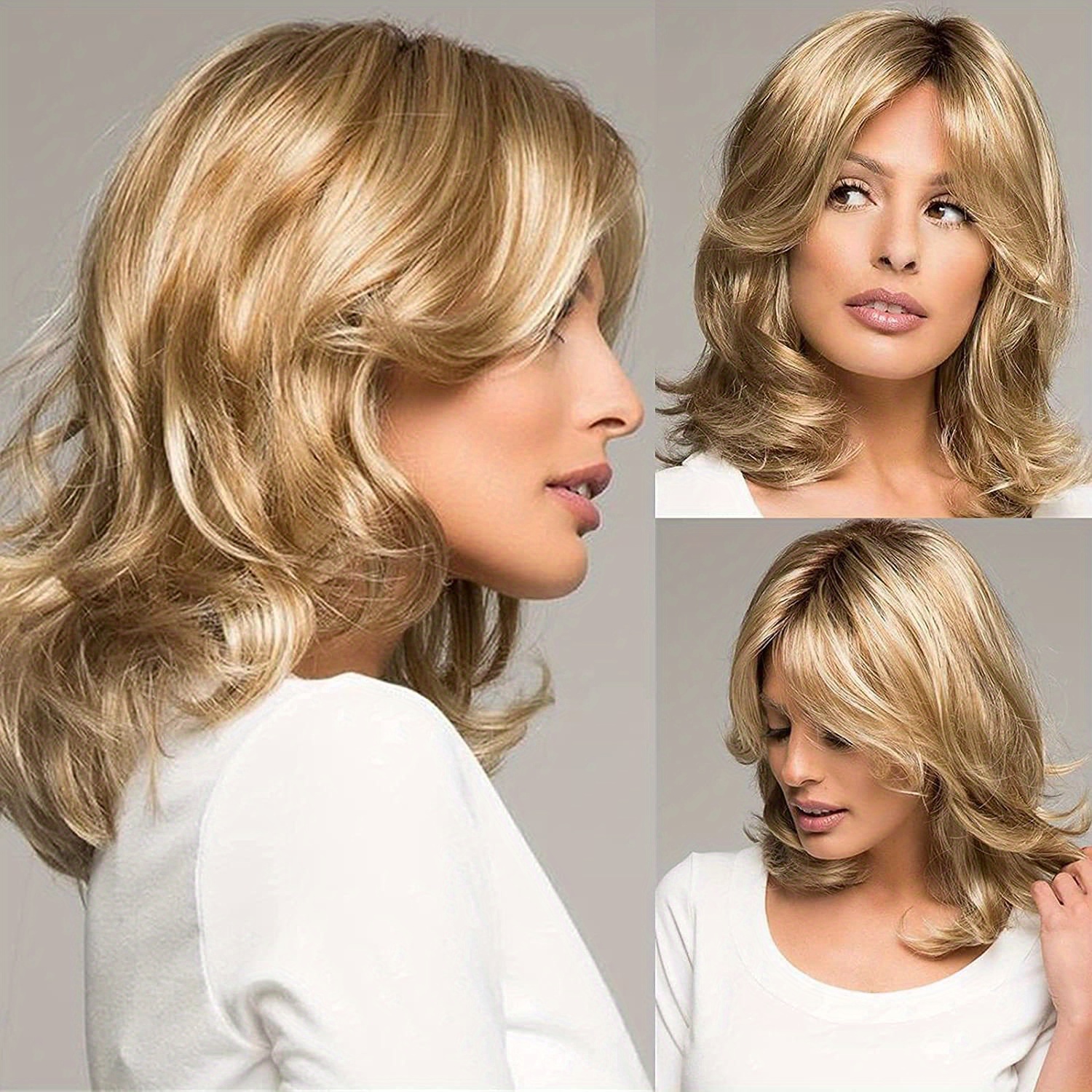 Blonde Short Curly Bob Cut Wig With Bangs Synthetic Wig Beginners