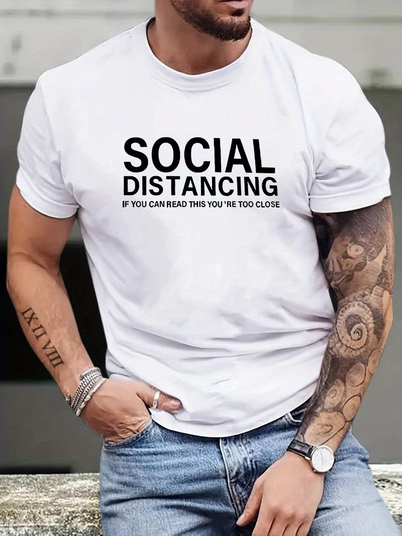 Plus Size Men's Casual Cotton Graphic Tees Summer "social - Temu Australia