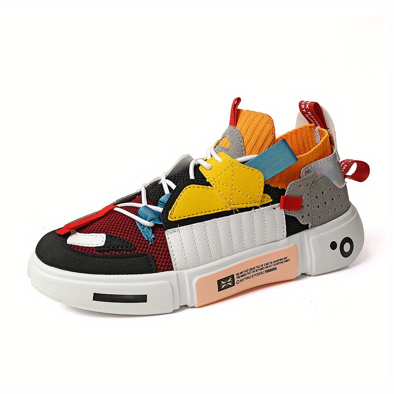 Mens Colorblock Trendy Lace Up Chunky Sneaker Wear Resistant Non Slip ...