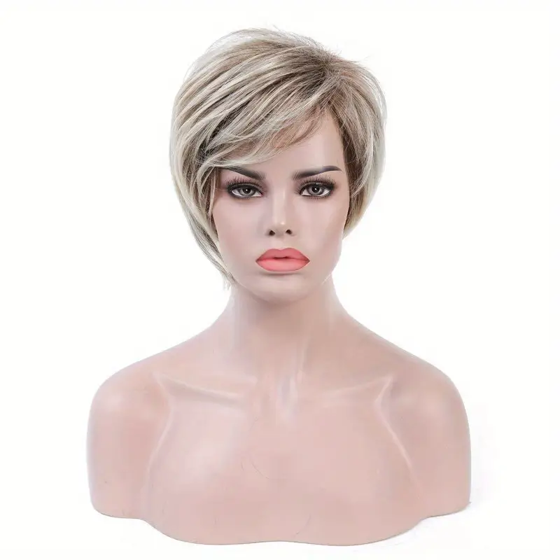 Elegant Pixie Cut Synthetic Wig With Bangs For Women Natural Temu