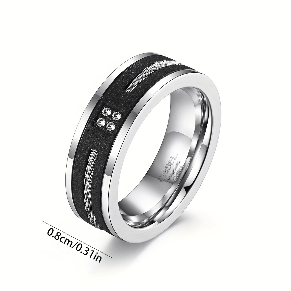 men's frosted ring stainless steel inlaid wire rope ring - {region_name}