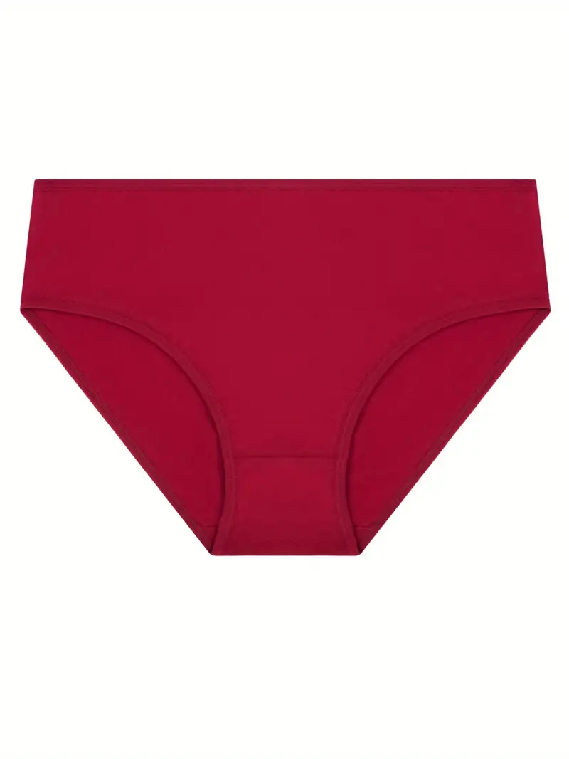 Plus Size Solid High Rise Panties Womens Plus Slight Stretch Basic