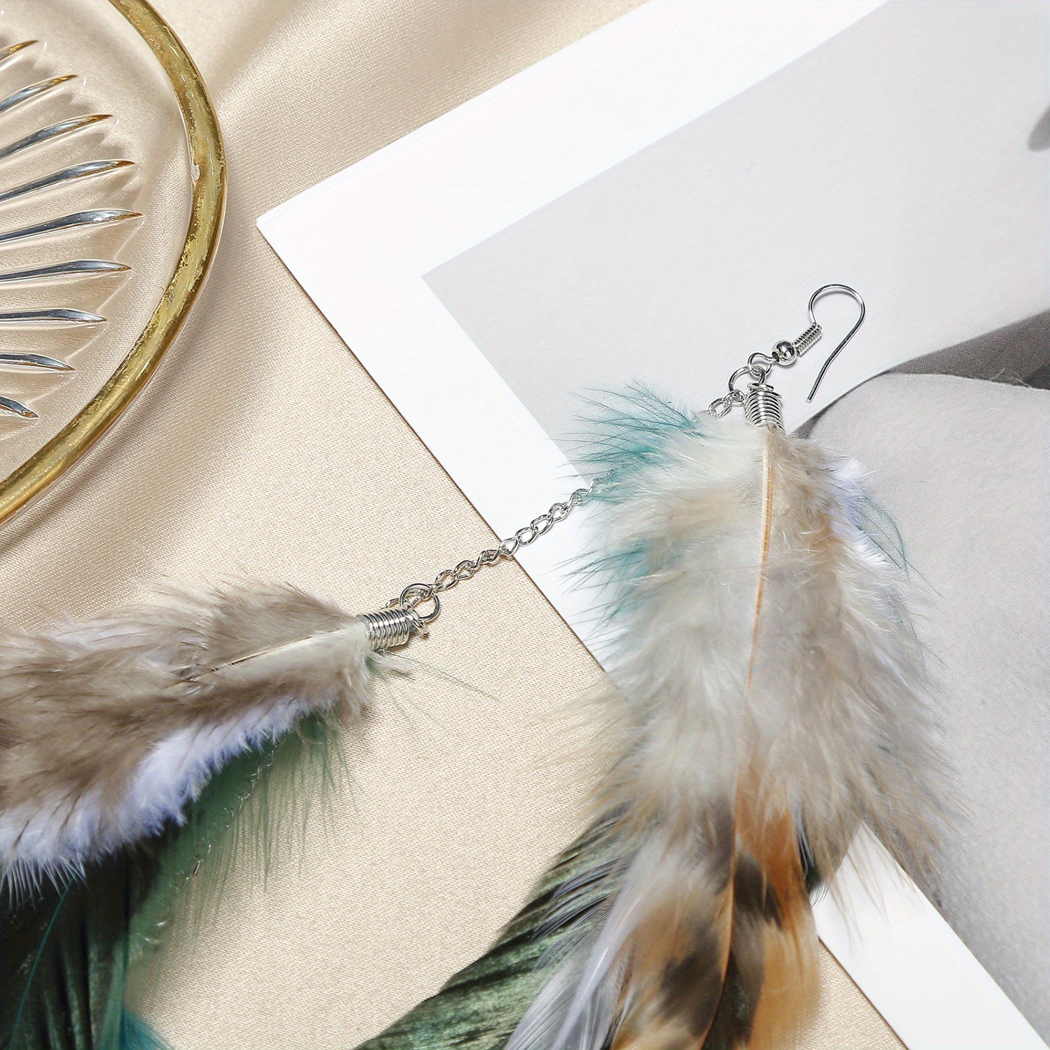 Bohemian Brown Feather Tassel Earring Women Boho Chain - Temu Canada