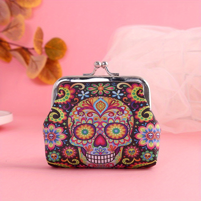 Casual Trendy Creative Vintage Skull Flower Coin Purse - Temu Philippines