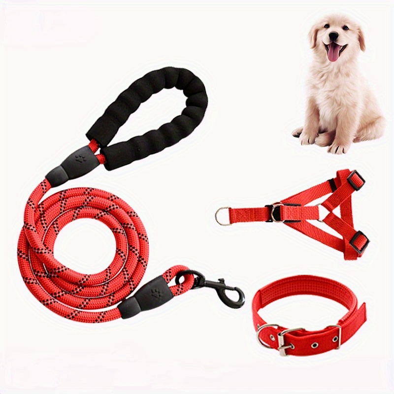 Pet Dog Walking Set: Leash Collar Harness Strong Durable! - Temu Norway