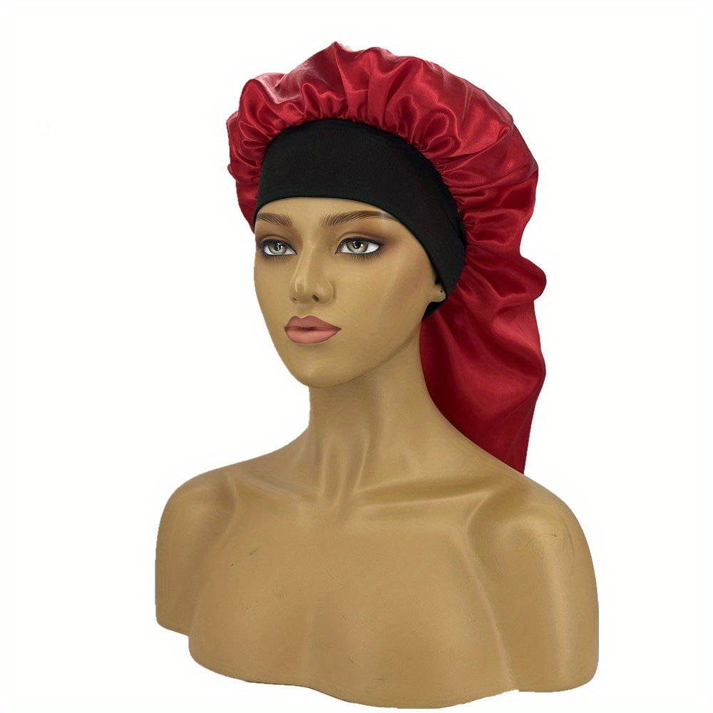 Silky Long Bonnet Sleeping Solid Color Night Cap Women Hair - Temu ...
