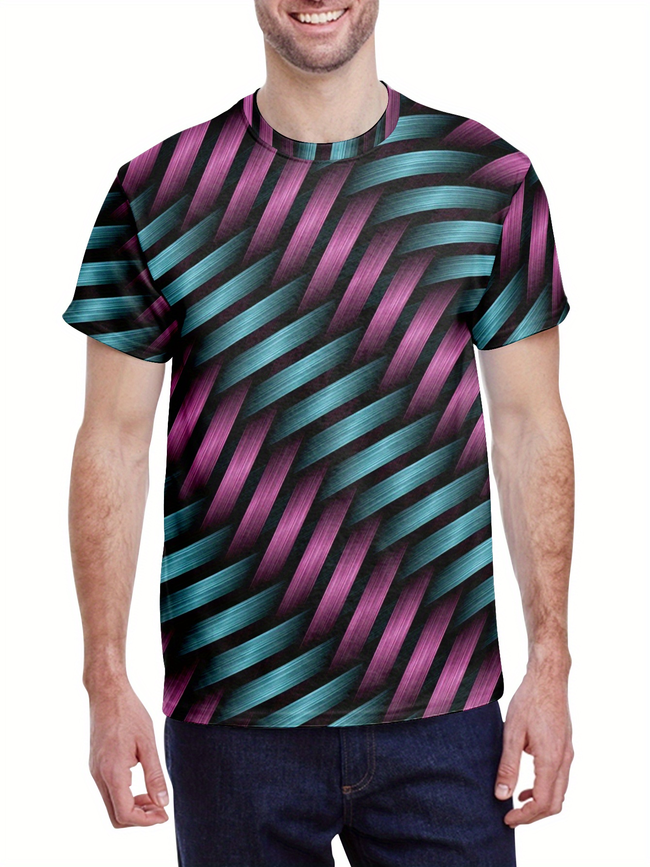 plus size men' pattern geometric graphic tees male comfy - Temu Ireland