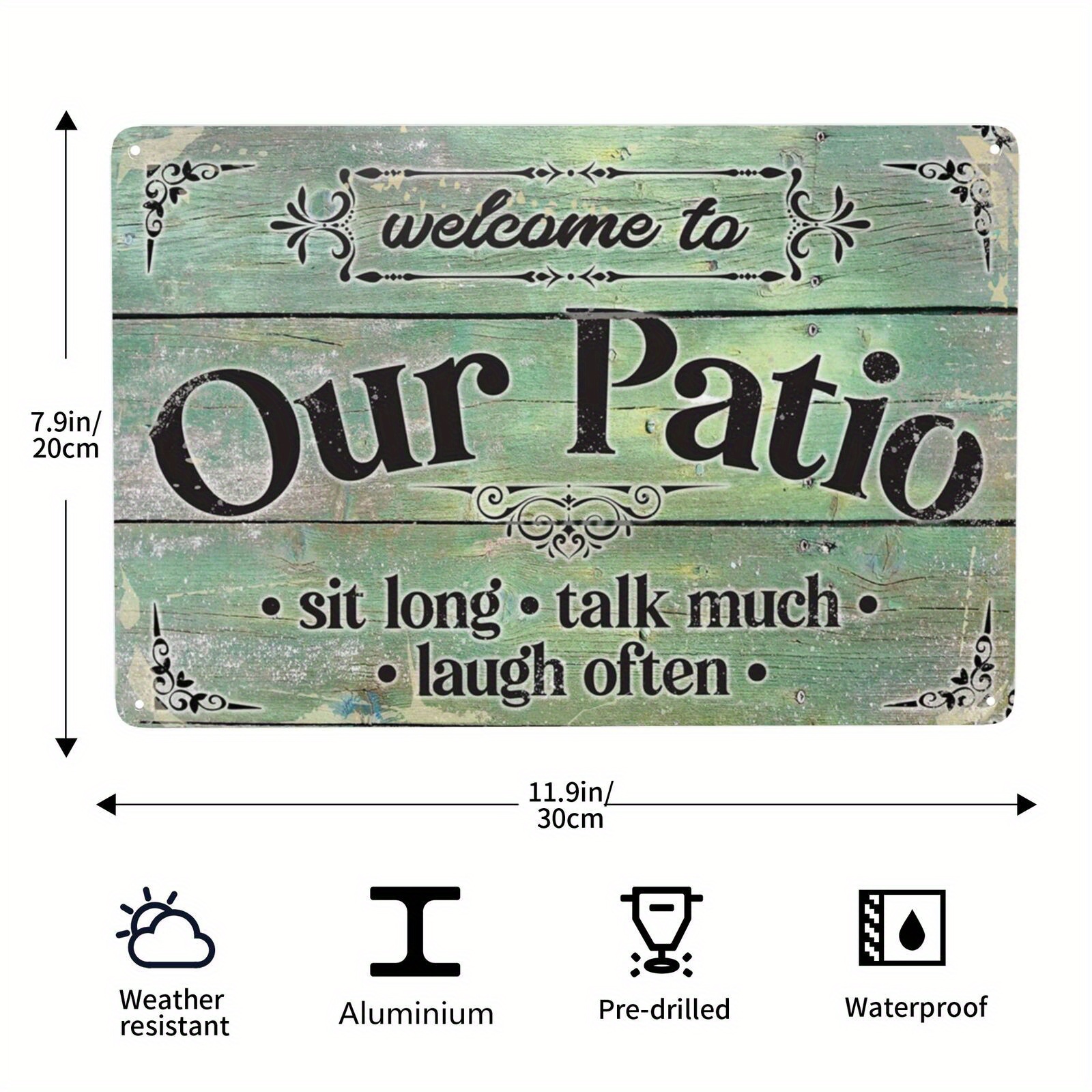 1pc Metal Aluminum Sign Welcome To Our Patio Outdoor Sign Great ...