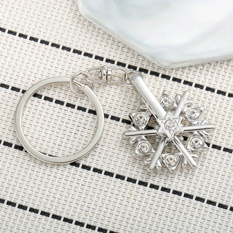 snowflake keychain rotatable metal key ring purse - Temu Norway