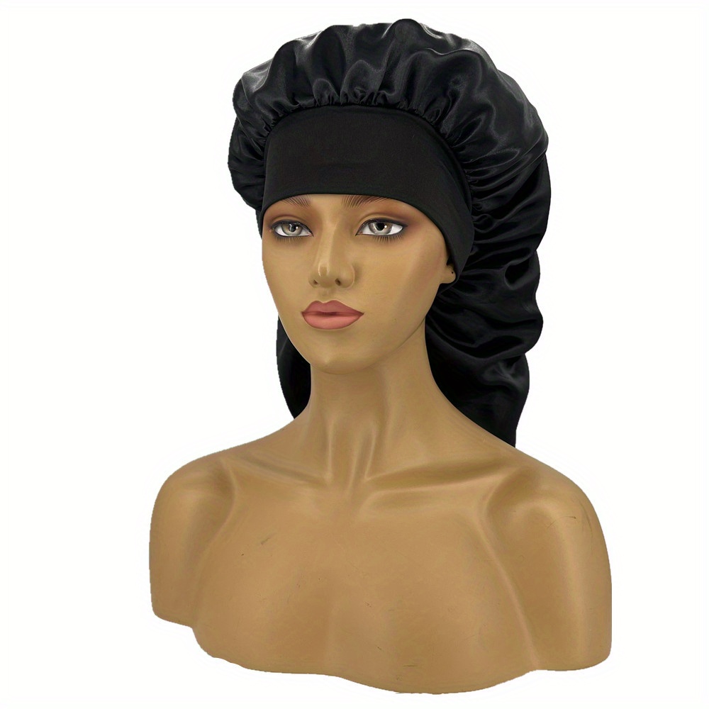 Silky Long Bonnet Sleeping Solid Color Night Cap Women Hair - Temu ...