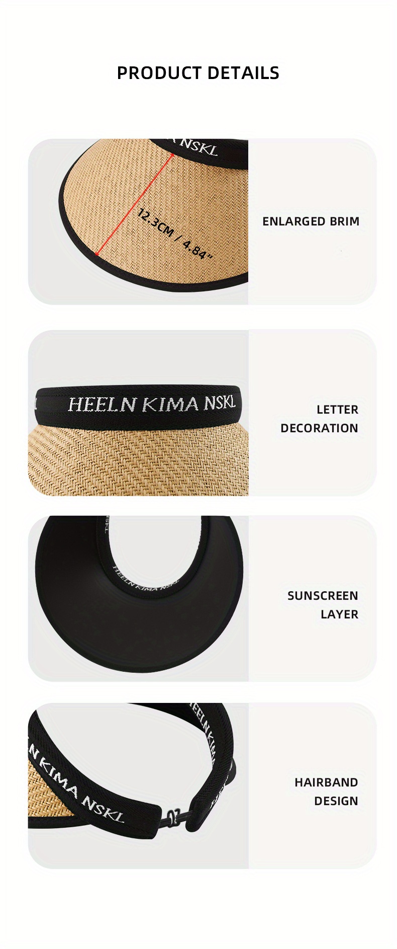 Summer Sun Protection Letter Graphic Straw Visor Hat For - Temu Australia