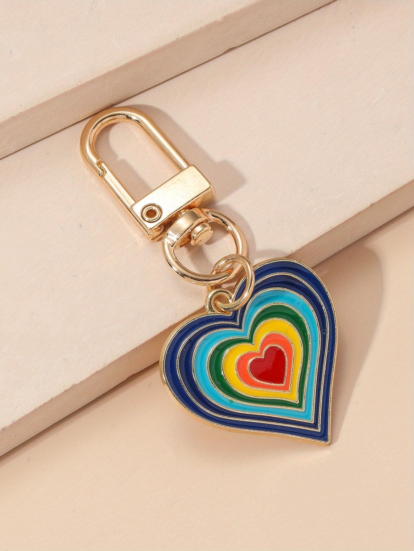 Rainbow Heart Shape Metal Key Chain Pendant Bag Car Key - Temu Canada
