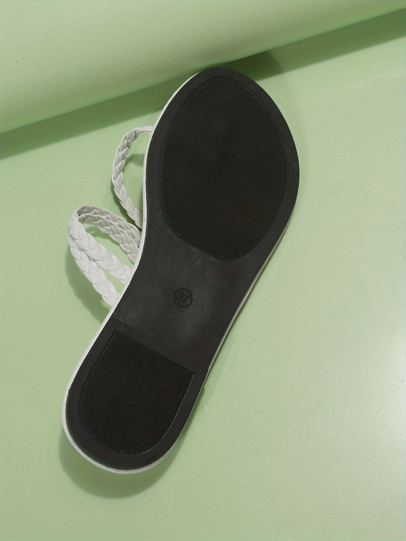 Women's Braided Strap Flat Slides Solid Color Toe Loop Non - Temu ...