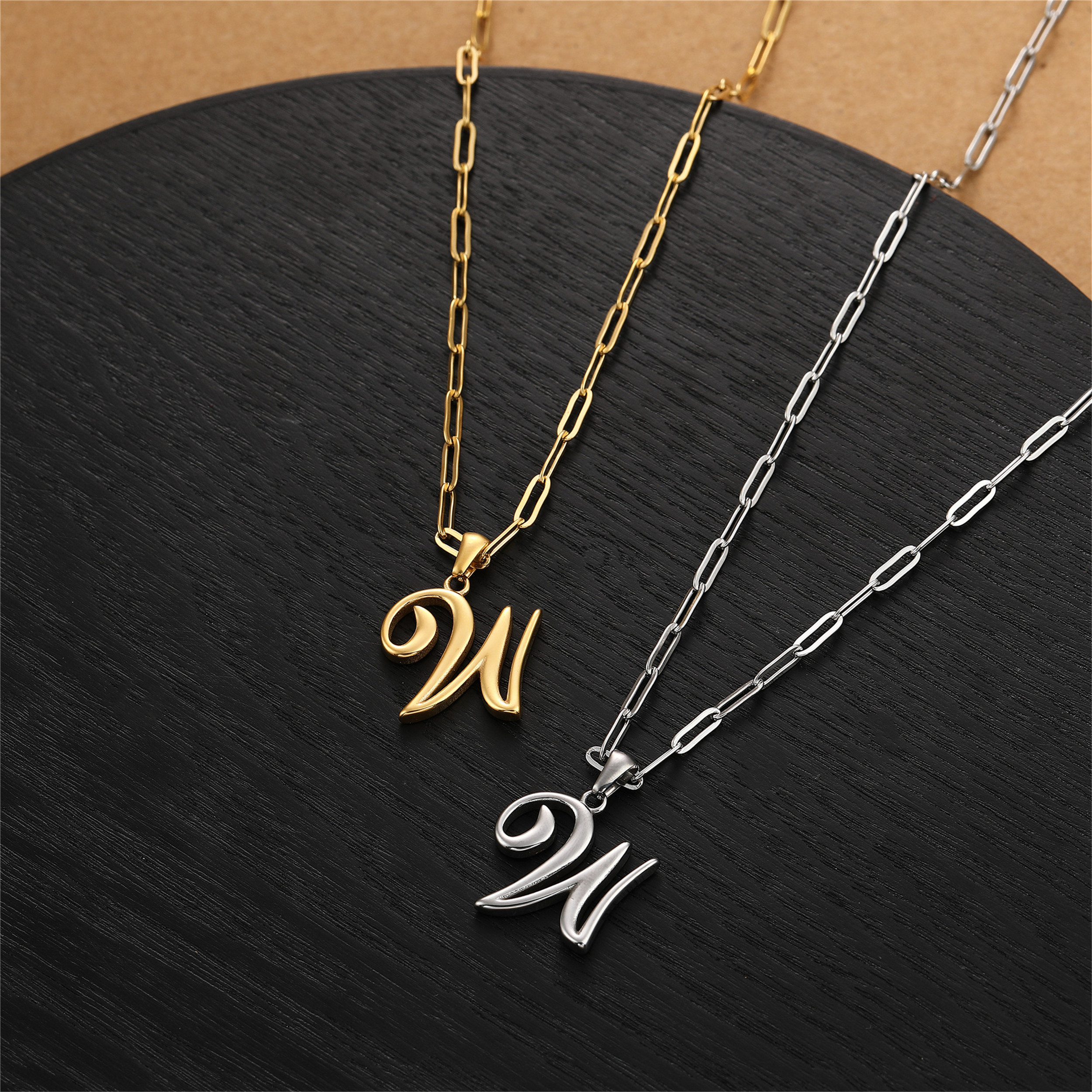 Simple N z Letters Pendant Necklace Initial Paperclip - Temu Canada