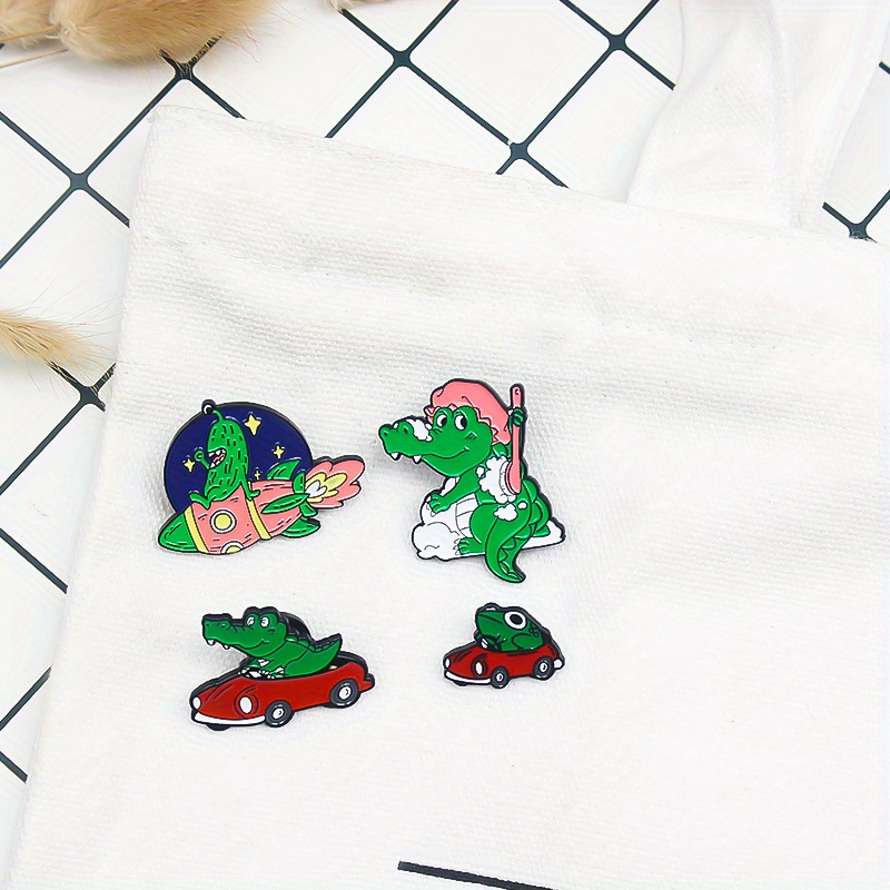 Creative Cartoon Cute Dinosaur Frog Diy Metal Pin Badge - Temu Australia