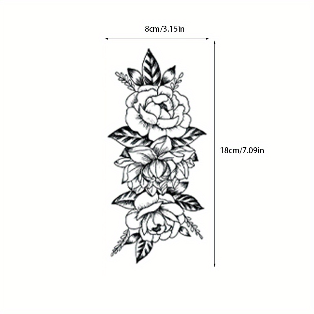 Tattoo Sticker Sketch Flower Animal Pattern Black White - Temu New Zealand