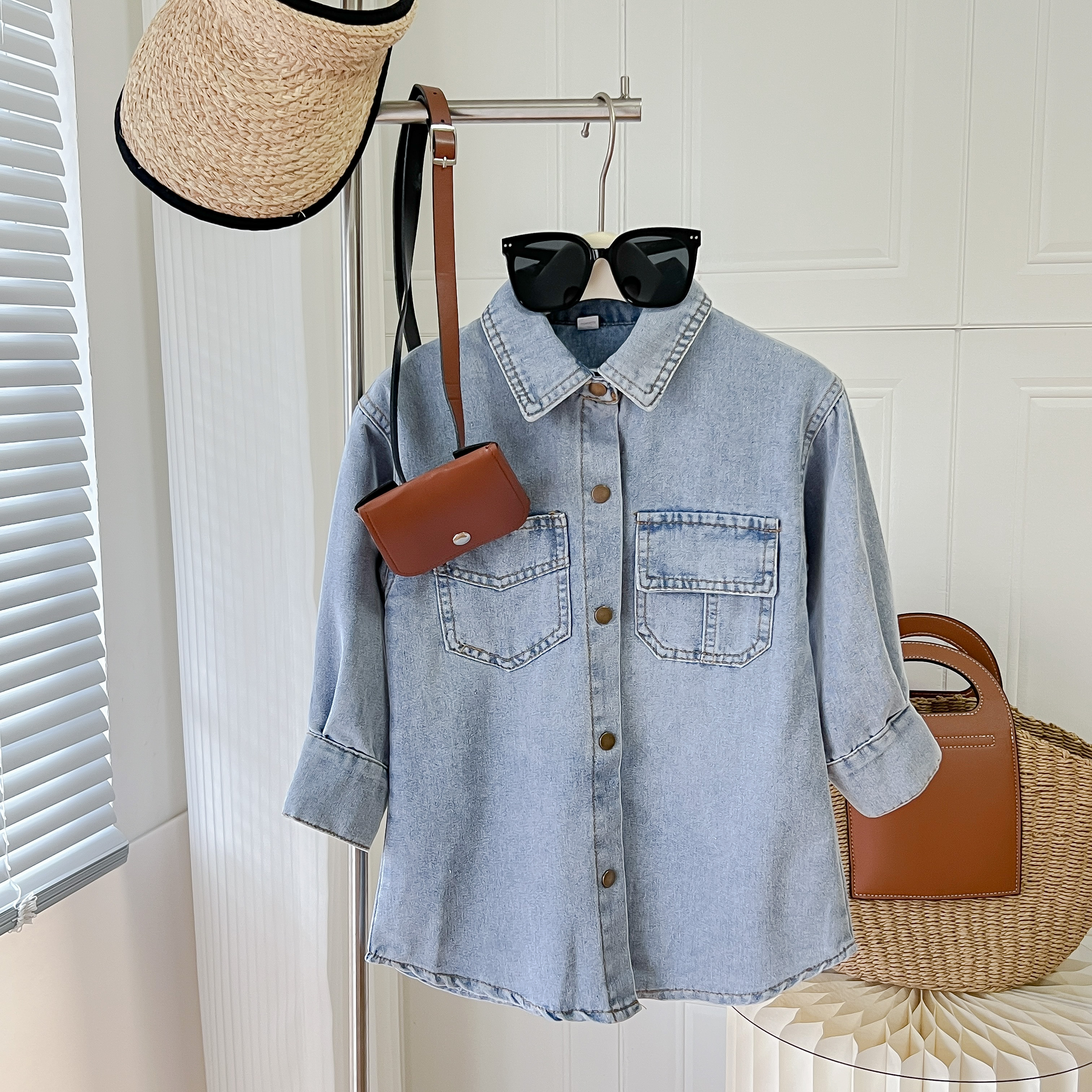 Toddler Girls Long Sleeve Button Casual Denim Shirt Dress - Temu New ...