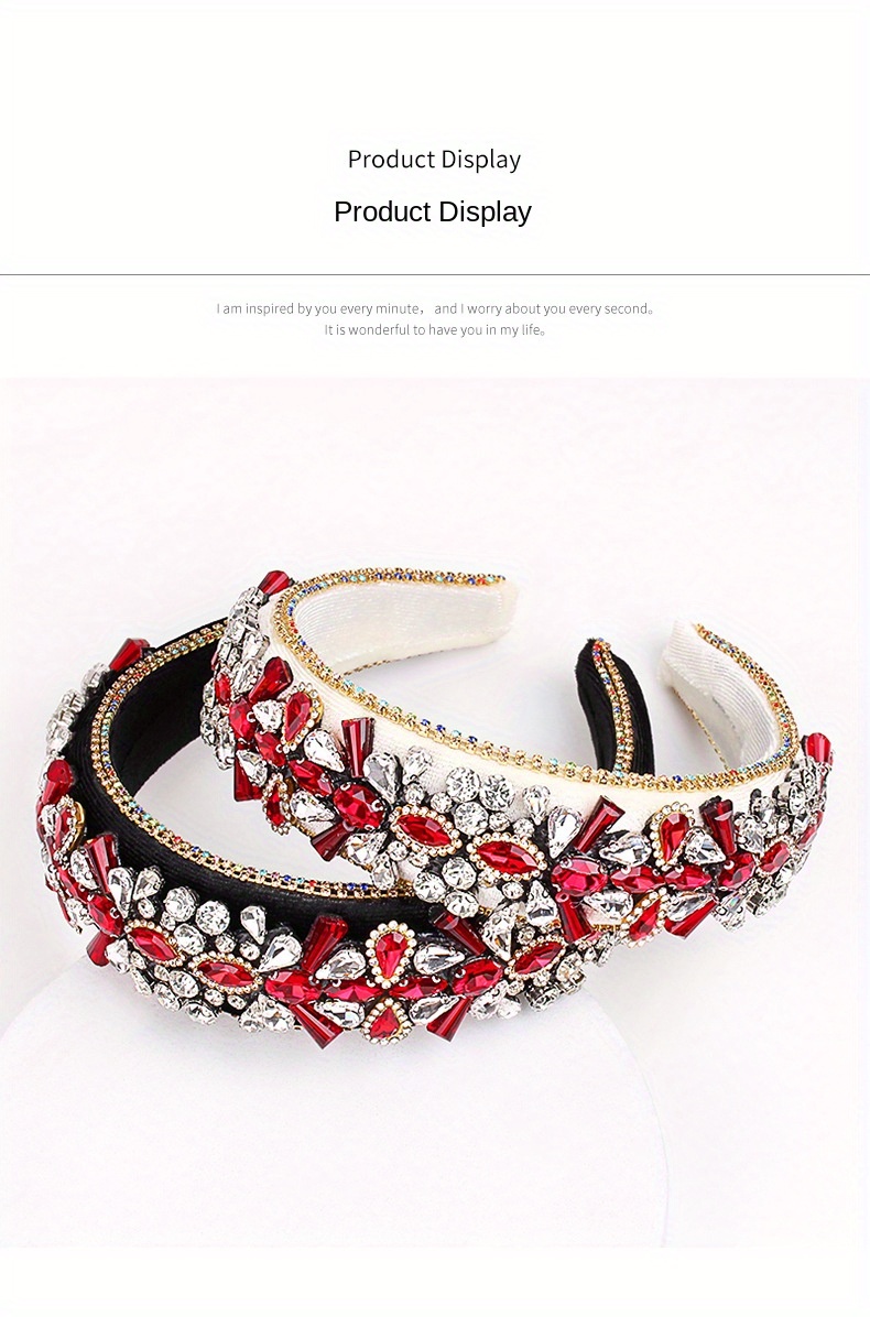 Baroque Rhinestone Flower Decor Headband Wide Brimmed Head - Temu