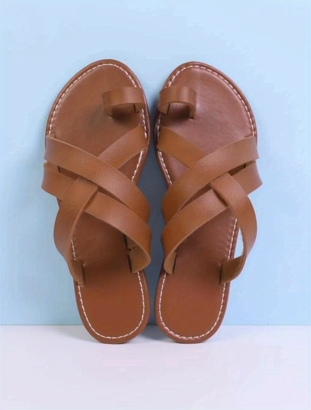 Womens Flat Toe Sandals Solid Color Cross Regionname