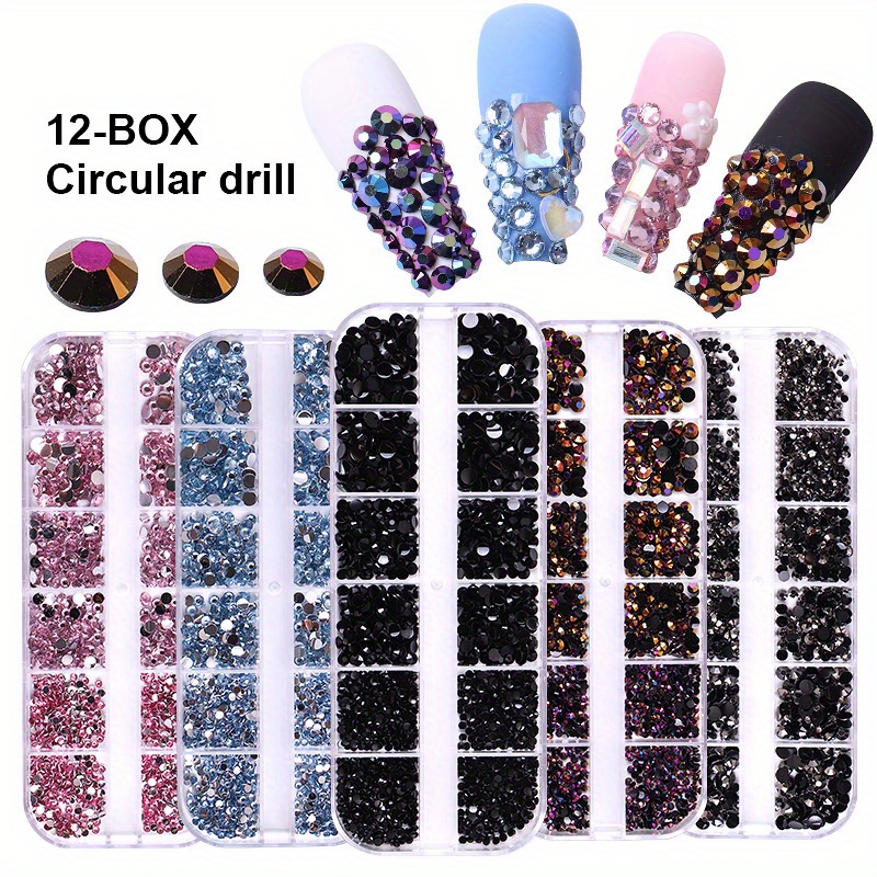 nail rhinestones kit 6 size mixed colorful crystal gemstones - Temu ...